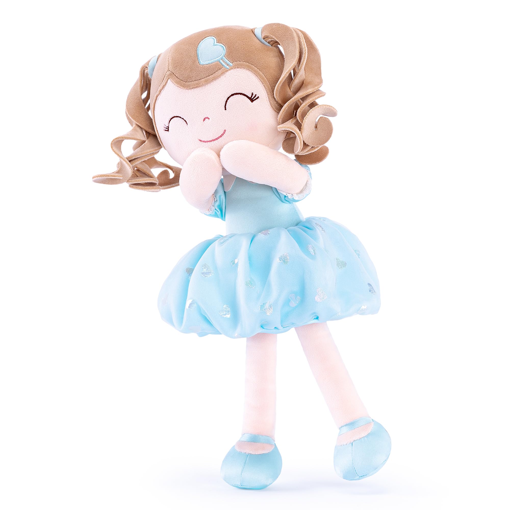 Gloveleya Baby Doll Gifts Plush Curly Girl Toys with Love 16" Azure
