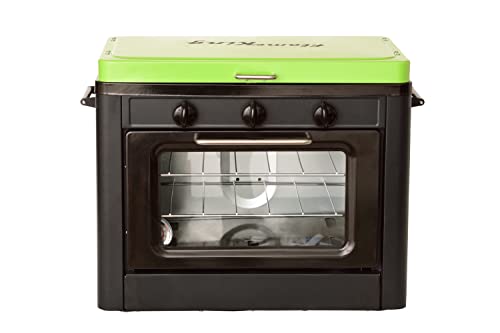 Flame King YSNHT-300 Portable Outdoor Propane Oven Stove Combo for Camping, RV, Tailgating, Trailer, Green/Black