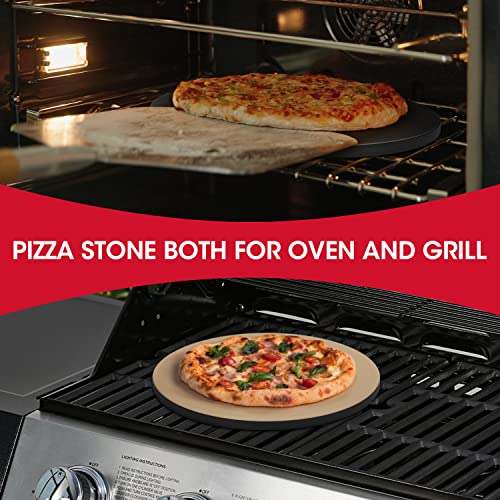 Unicook Non Stick Glazed Pizza Stone 10.25 Inch, Double Sided Pizza Stone for Oven and Grill, Round Baking Stone, Black Ceramic Cooking Stone, Thermal Shock Resistant, Perfect for Pizza, Bread, Cookie