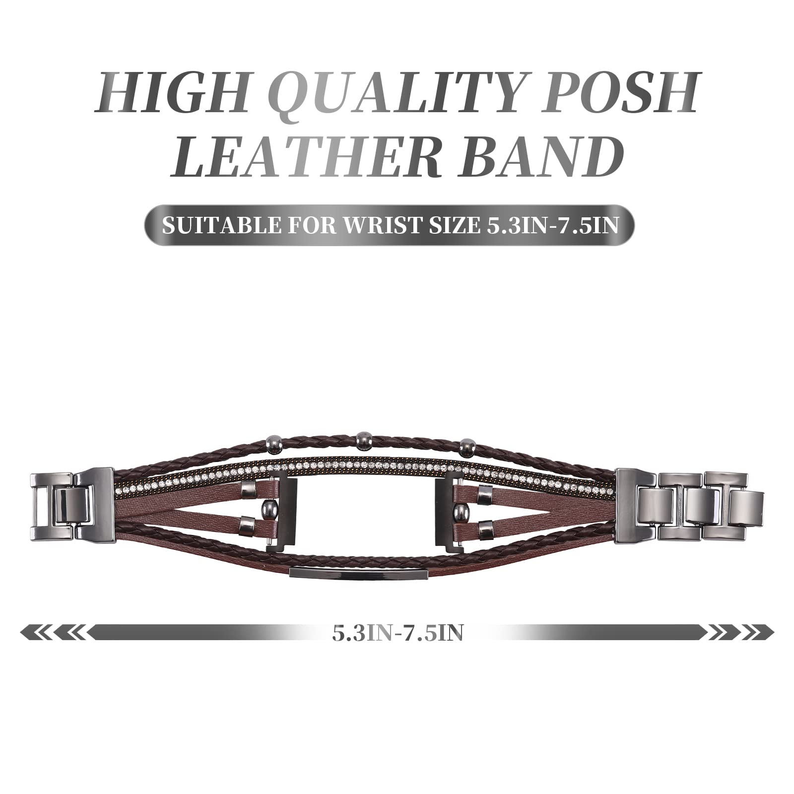 Posh Leather Bands Compatible with Samsung Galaxy Watch 7 6 5 4 40mm 44mm/Watch 6 4 Classic Band 42mm 46mm 43mm 47mm/Galaxy Watch 5 Pro Band 45mm/Active 2, 20mm Boho Bracelet Handmade Strap for Women (Brown Black)