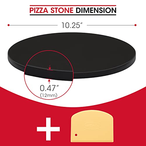 Unicook Non Stick Glazed Pizza Stone 10.25 Inch, Double Sided Pizza Stone for Oven and Grill, Round Baking Stone, Black Ceramic Cooking Stone, Thermal Shock Resistant, Perfect for Pizza, Bread, Cookie