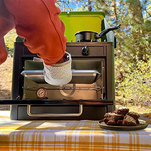 Flame King YSNHT-300 Portable Outdoor Propane Oven Stove Combo for Camping, RV, Tailgating, Trailer, Green/Black
