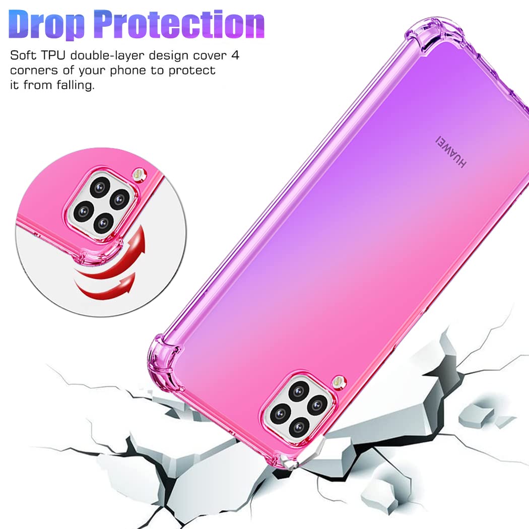 Gufuwo Case for Huawei P40 Lite 4G/Nova 6 SE/Nova 7i JNY-L21A Cute Case Girls Women, Gradient Slim Anti Scratch Soft TPU Phone Cover Shockproof Protective Case for Huawei P40 Lite 4G (Pink/Purple)