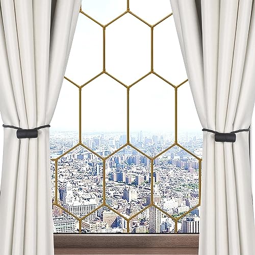 Groleca 4 Pack Magnetic Curtain Tiebacks Curtain Holdbacks Curtain Ties Outdoor Curtain Tiebacks Modern Rope Tiebacks Drapery Holdbacks Tie Backs for Curtains (Black, 4)