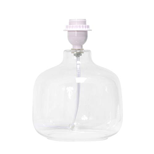 Simple Designs LT2064-CLW Clear Glass Table Lamp with White Fabric Shade