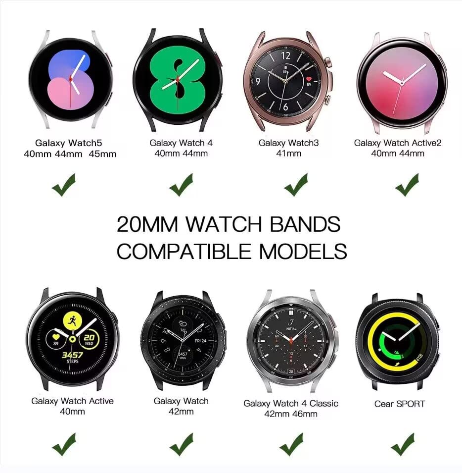 Posh Leather Bands Compatible with Samsung Galaxy Watch 7 6 5 4 40mm 44mm/Watch 6 4 Classic Band 42mm 46mm 43mm 47mm/Galaxy Watch 5 Pro Band 45mm/Active 2, 20mm Boho Bracelet Handmade Strap for Women (Brown Black)