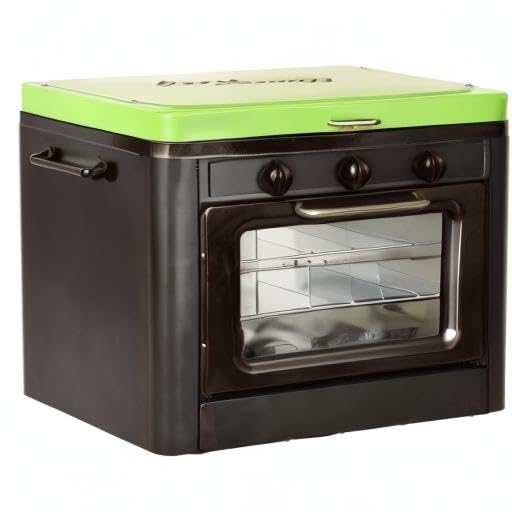 Flame King YSNHT-300 Portable Outdoor Propane Oven Stove Combo for Camping, RV, Tailgating, Trailer, Green/Black