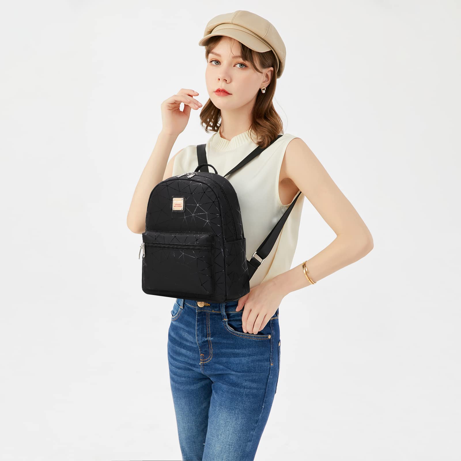 Cusangel Small Backpack For Women Black, Black Mini Backpack Purse for Women Girls, Small Backpack Purse, Daypack Shoulder Bag Woman Kids Trave