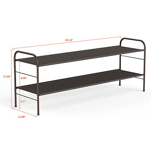 Coonoor 2-Tier Long Shoe Rack Storage for Wide Shoe Shelf Organizer,Bronze