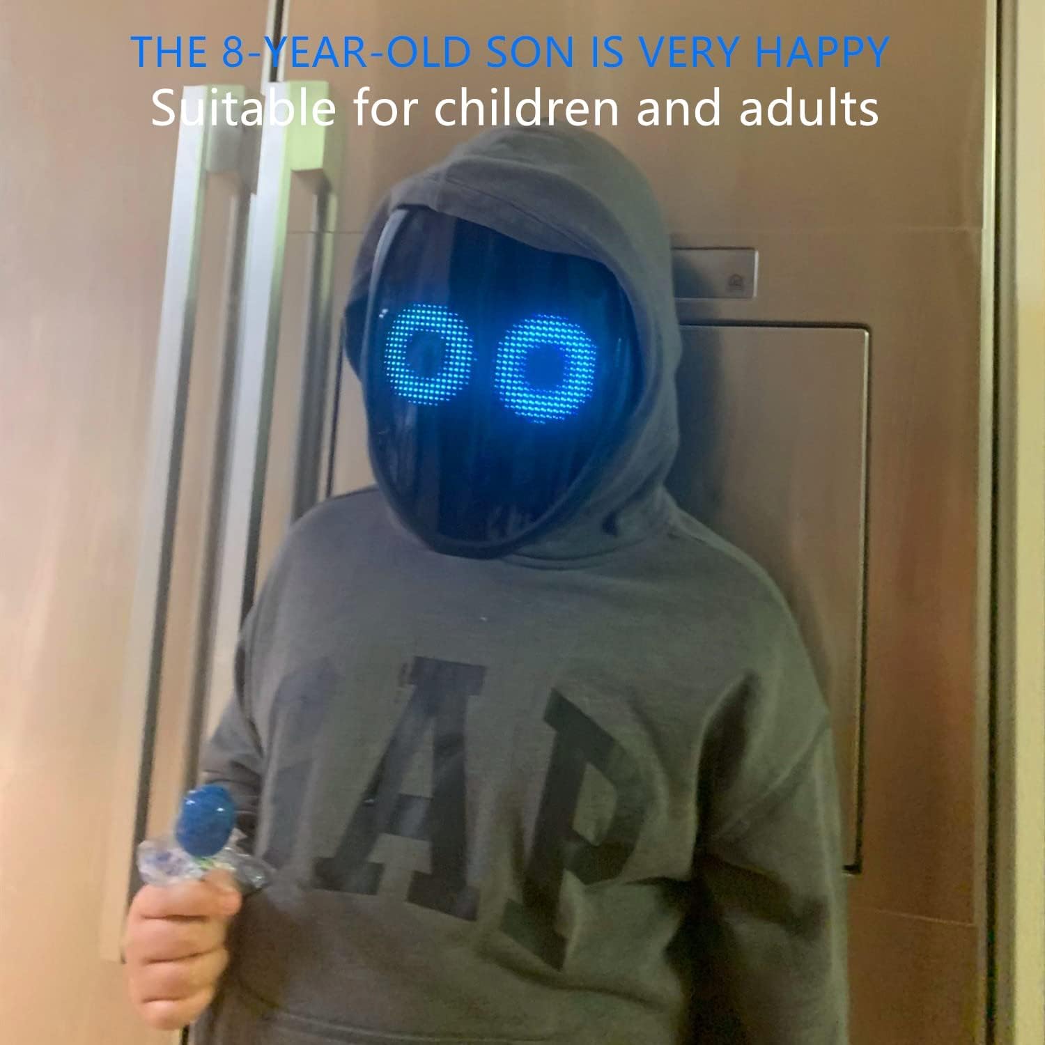 wishplan Led Mask With Face Transforming,Programmable APP Digital Smart LED Light Up Face Mask for BoyWithUke Kid Adults Men's Halloween Party Costume DJ Cosplay Masquerade Gift