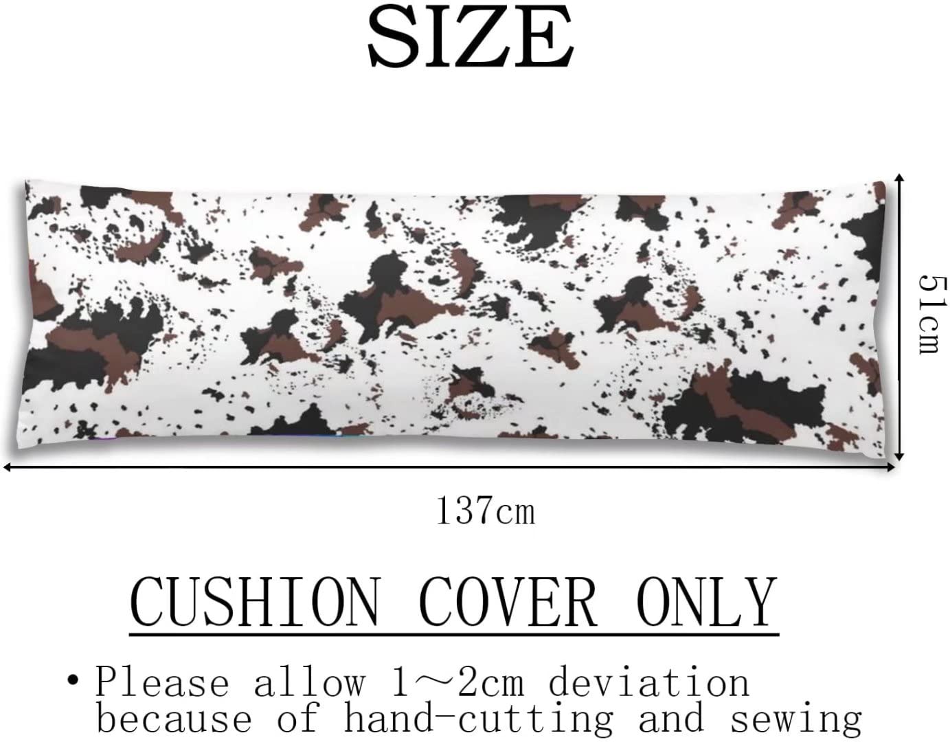 Cow Print Body Pillow Cover Western Cow White Brown Cowhide Printed Long Pillow Case Protector with Zipper Decorative Soft Large Pillow Cases Covers Cushion for Beding,Couch,Sofa,Home Gift 20"x54"