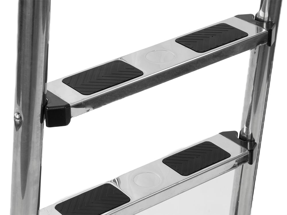 Aqua Select 4 Step Stainless Steel Pool Ladder with Stainless Steel Steps | Entry and Exit System for In-Ground Swimming Pools | 250 Pound Capacity | 1.9 Inch Outer Diameter