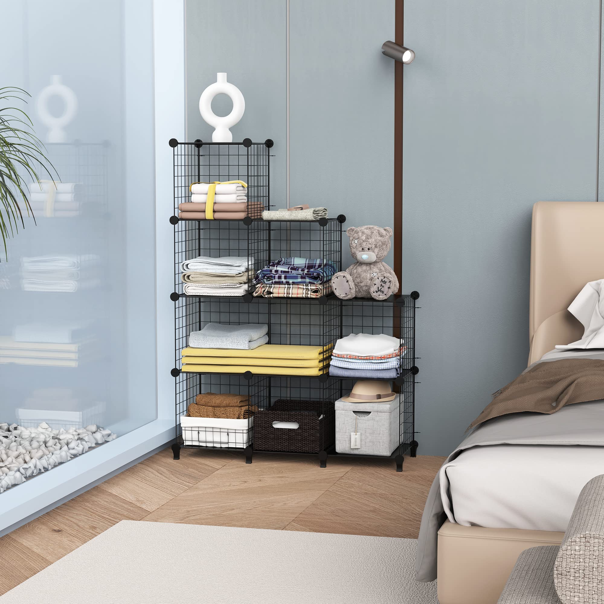 HOMIDEC Closet Organizers and Storage, 12 Storage Cubes, Wire Cube Storage DIY Room Storage Shelf for Garment Racks, Closet, Wardrobe