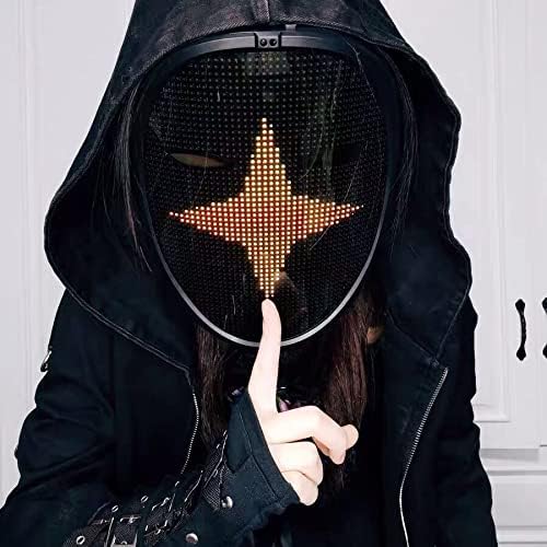 wishplan Led Mask With Face Transforming,Programmable APP Digital Smart LED Light Up Face Mask for BoyWithUke Kid Adults Men's Halloween Party Costume DJ Cosplay Masquerade Gift