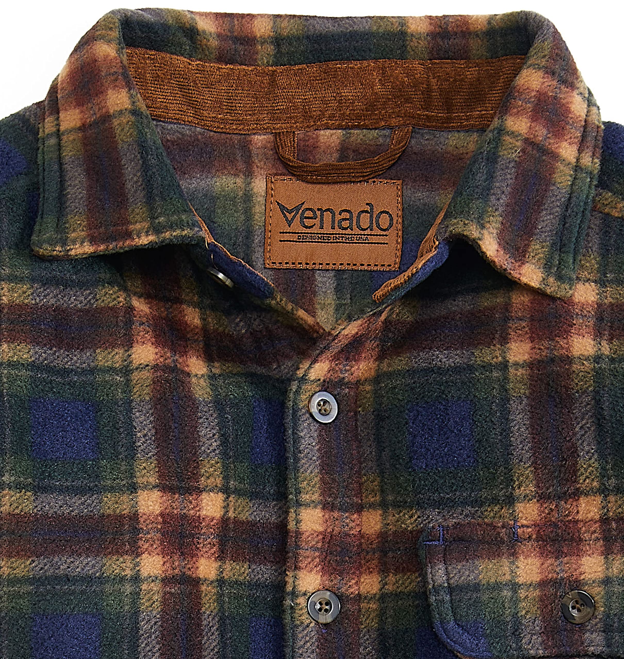 Venado Mens Plaid Shirts for Men - Heavyweight Buffalo Plaid Fleece Shirt - Soft (Plaid Navy, Large)