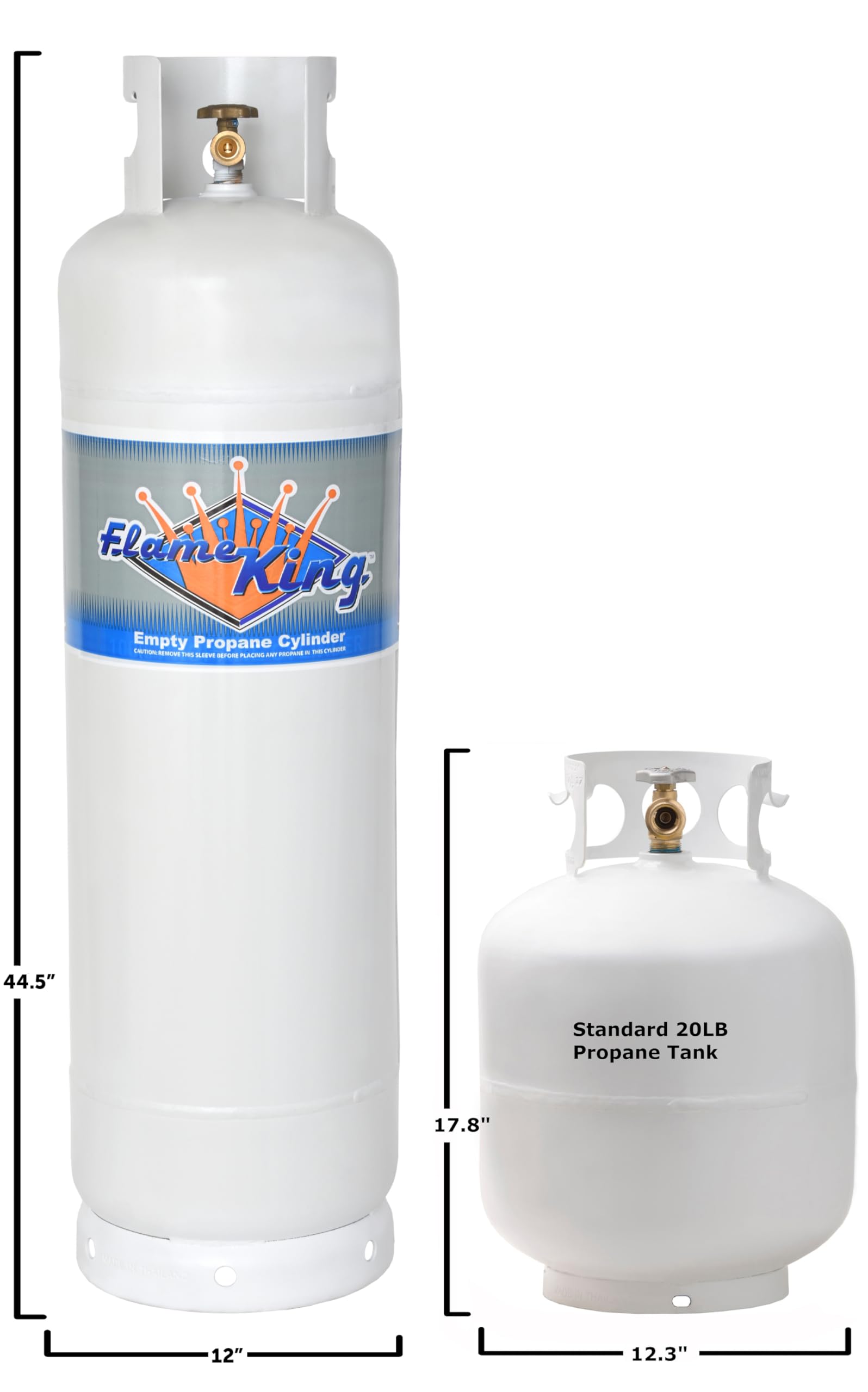 Flame King YSN60LB 60LB POL Steel Propane Tank Refillable Cylinder for RV, Lunch Truck, White