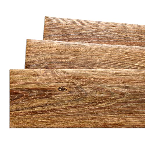 YENHOME 36"X6" Brown Wood Vinyl Flooring Planks Roll Peel and Stick Floor Tile Waterproof Peel and Stick Flooring for Bathroom Vinyl Floor Tiles Wood Planks for Walls Durable and Removable (3 PCS)