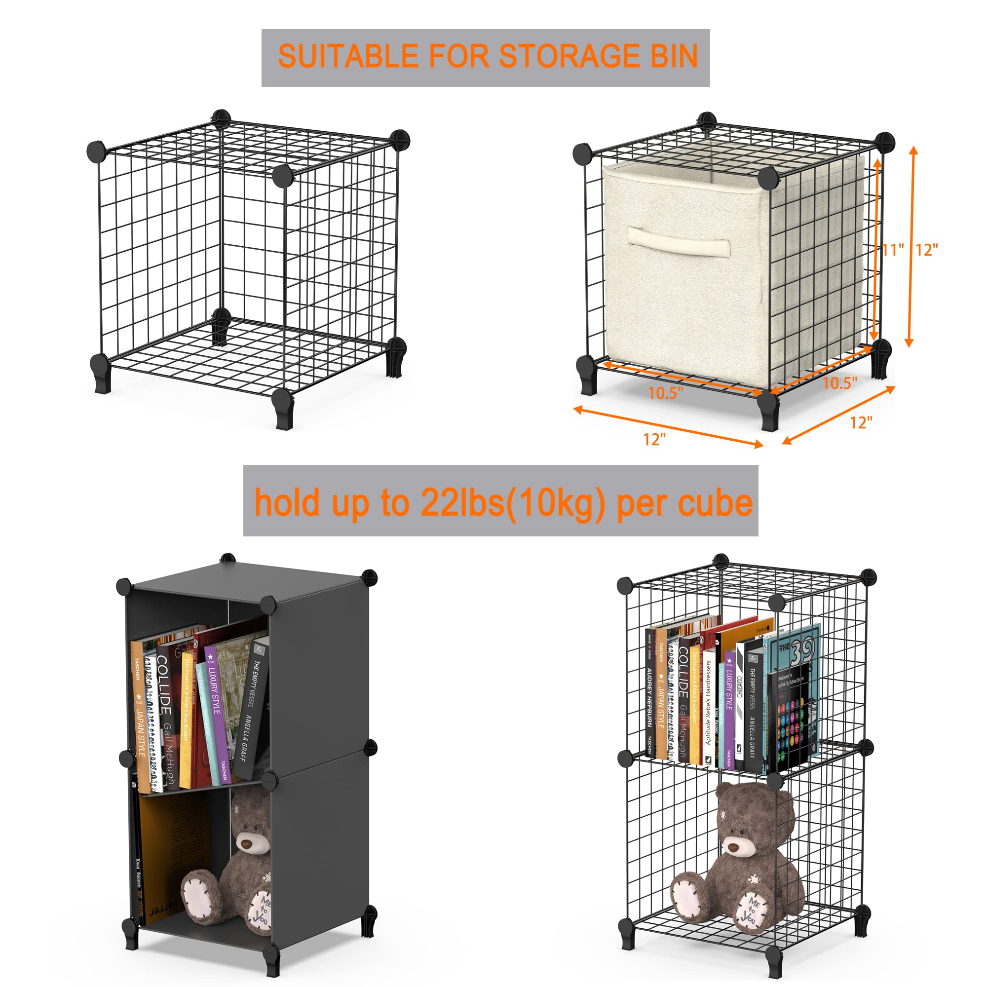 HOMIDEC Closet Organizers and Storage, 12 Storage Cubes, Wire Cube Storage DIY Room Storage Shelf for Garment Racks, Closet, Wardrobe