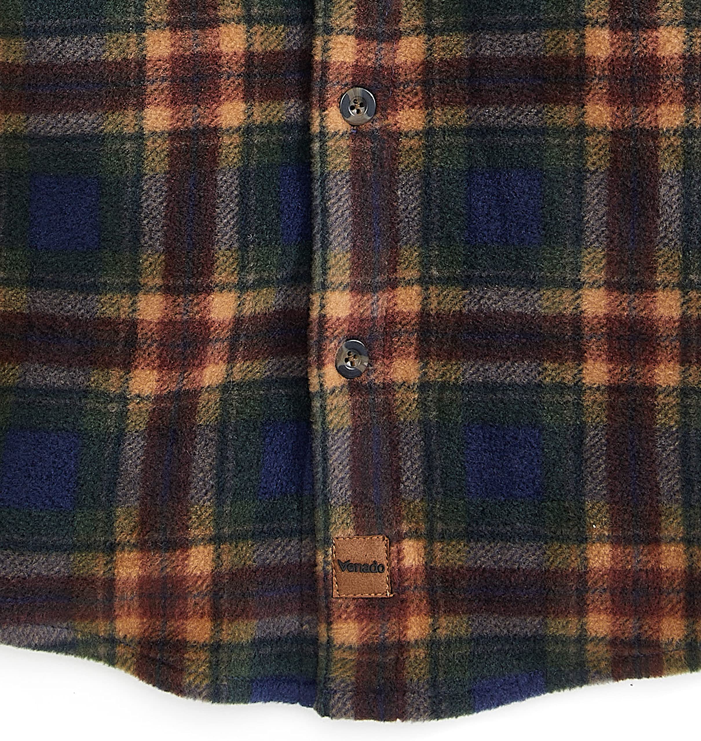 Venado Mens Plaid Shirts for Men - Heavyweight Buffalo Plaid Fleece Shirt - Soft (Plaid Navy, Large)