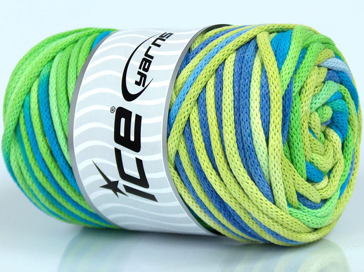250 gr ICE YARNS Macrame VISCOT Color 3MM (60% Cotton 40% Viscose) Yarn Green Shades Blue Lilac