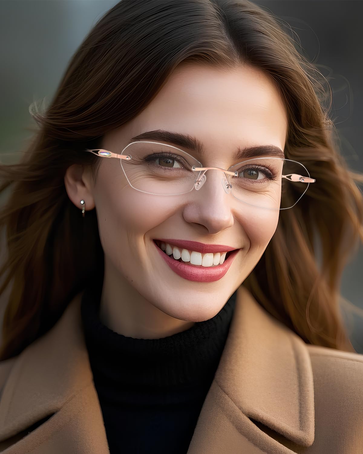 LUFF Rimless Reading Glasses for Women Blue Light Blocking Lightweight Metal Classic Computer Readers Anti Eyestrain