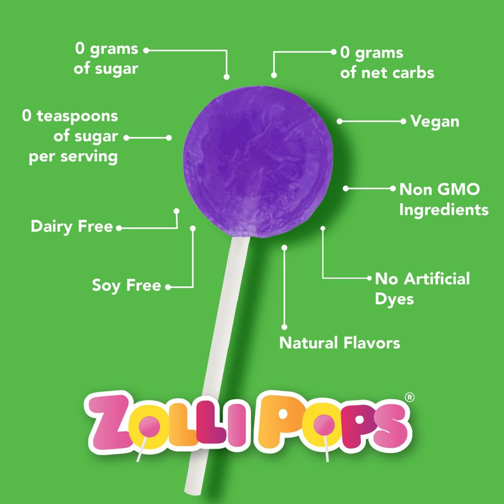Zolli Vitamin C Sugar-Free Keto Lollipops - Immune Boosting, Natural Fruit Flavor, Vegan, Gluten-Free, 8 Oz. - Support Your Immune System with Tasty and Healthy Lollipops