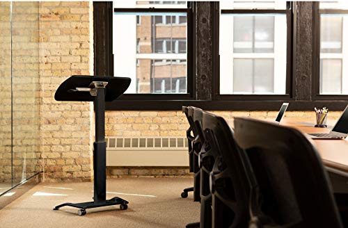 Stand Up Desk Store Pneumatic Adjustable Height Tilting Laptop Lectern Speakers Podium (Black, 25.5" Wide)