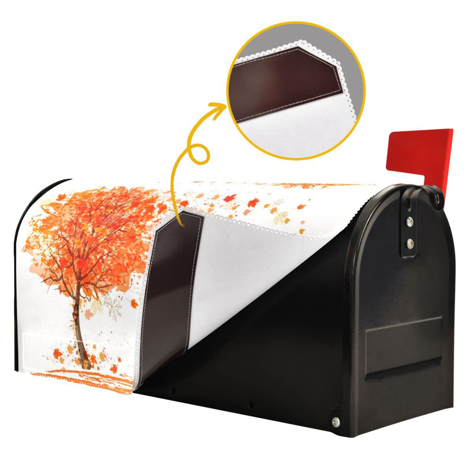 Vdsrup Maple Fall Autumn Mailbox Covers Magnetic Leaf Tree Bicycle Mailbox Cover Wraps Standard Size 18" X 20.7" Post Letter Box Cover Garden Decorations