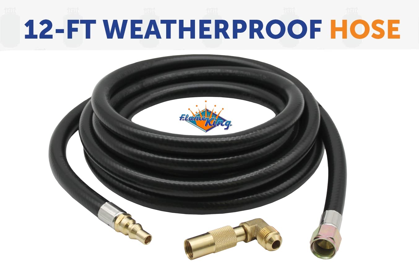 Flame King Propane 12ft RV Quick Connect Hose Adapter for 17" or 22" BlackStone or Flame King Griddle
