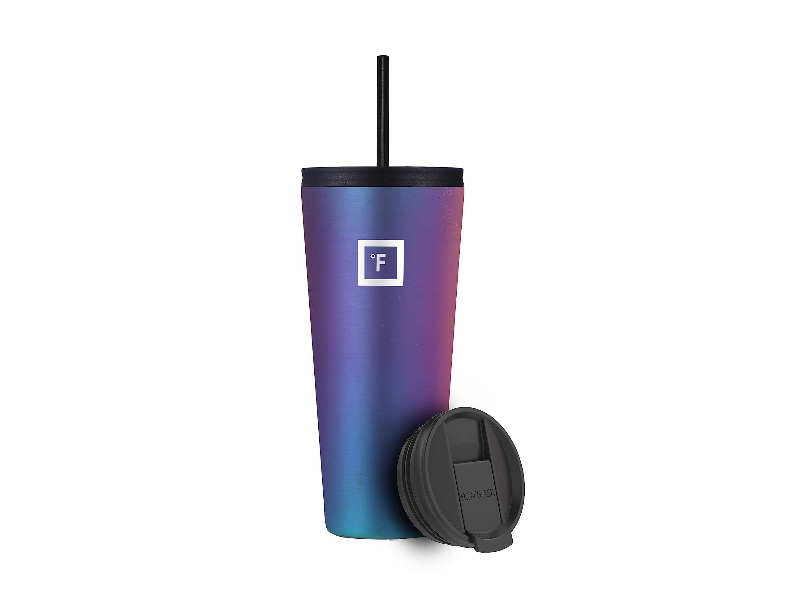IRON °FLASK Classic Tumbler 2.0-2 Lids (Straw Flip), Vacuum Insulated Stainless Steel Water Bottle, Double Walled, Drinking cup, Thermos Travel Mug - Aura, 32 Oz