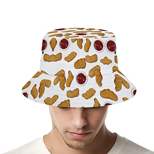 Vajriputra Fried Chicken Nuggets Summer Hats for Women, Unisex Bucket Hat Sun Hat Full Print Outdoor Beach Travel Adult Uniform Code