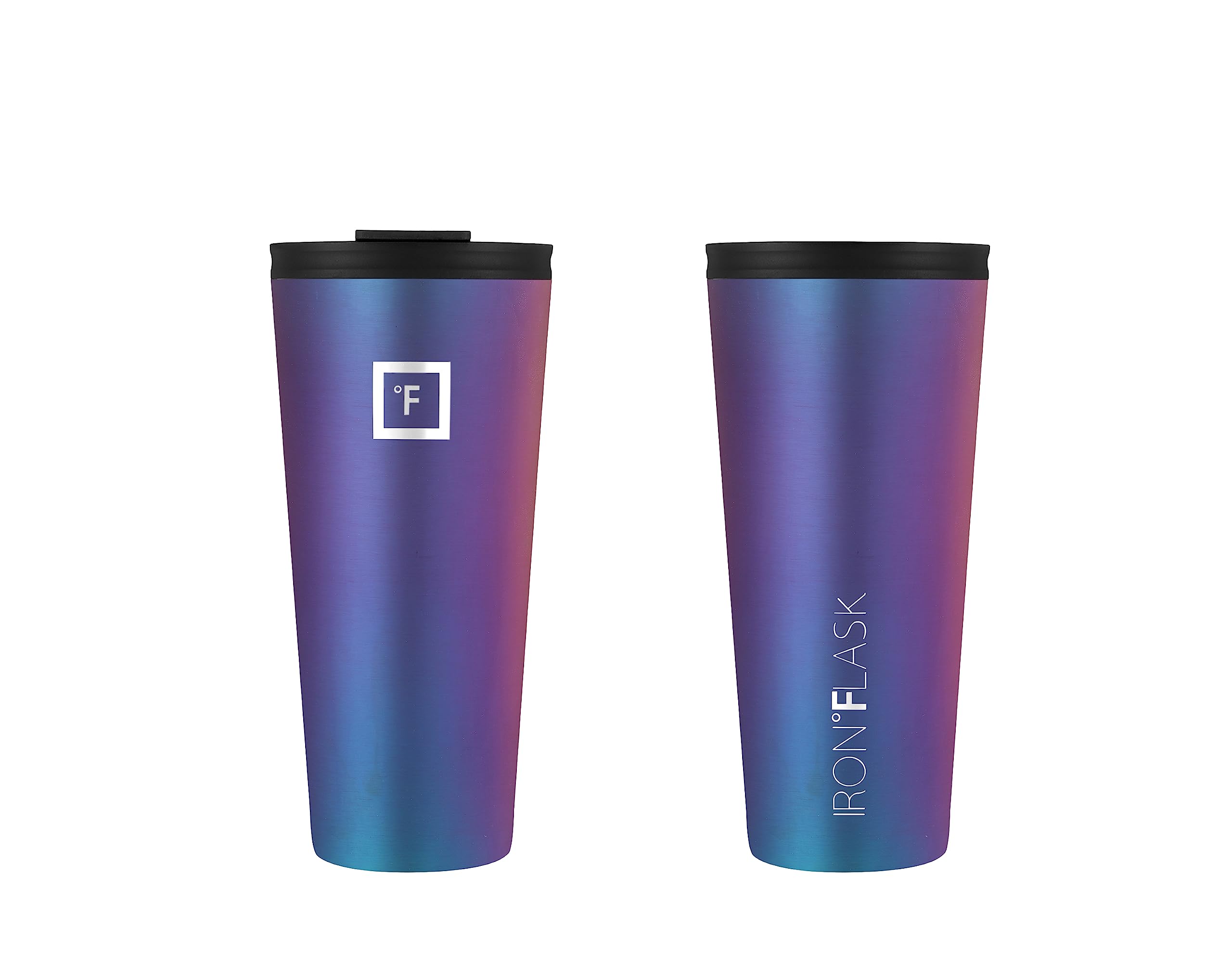 IRON °FLASK Classic Tumbler 2.0-2 Lids (Straw Flip), Vacuum Insulated Stainless Steel Water Bottle, Double Walled, Drinking cup, Thermos Travel Mug - Aura, 32 Oz
