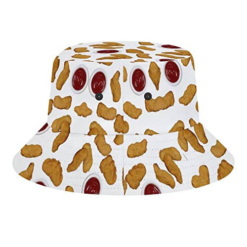 Vajriputra Fried Chicken Nuggets Summer Hats for Women, Unisex Bucket Hat Sun Hat Full Print Outdoor Beach Travel Adult Uniform Code