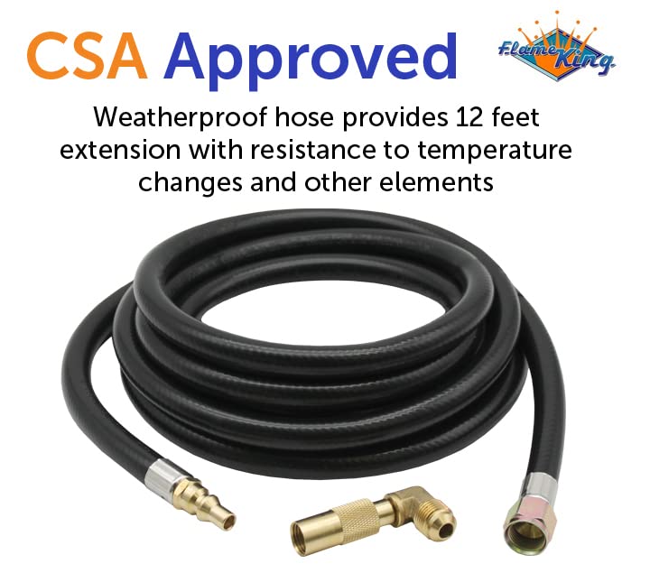 Flame King Propane 12ft RV Quick Connect Hose Adapter for 17" or 22" BlackStone or Flame King Griddle