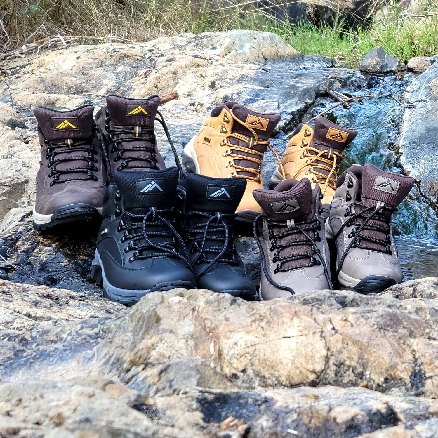 CC-Los Men's Waterproof Hiking Boots Work Boots Lightweight & All Day Comfort Black Size 8-14