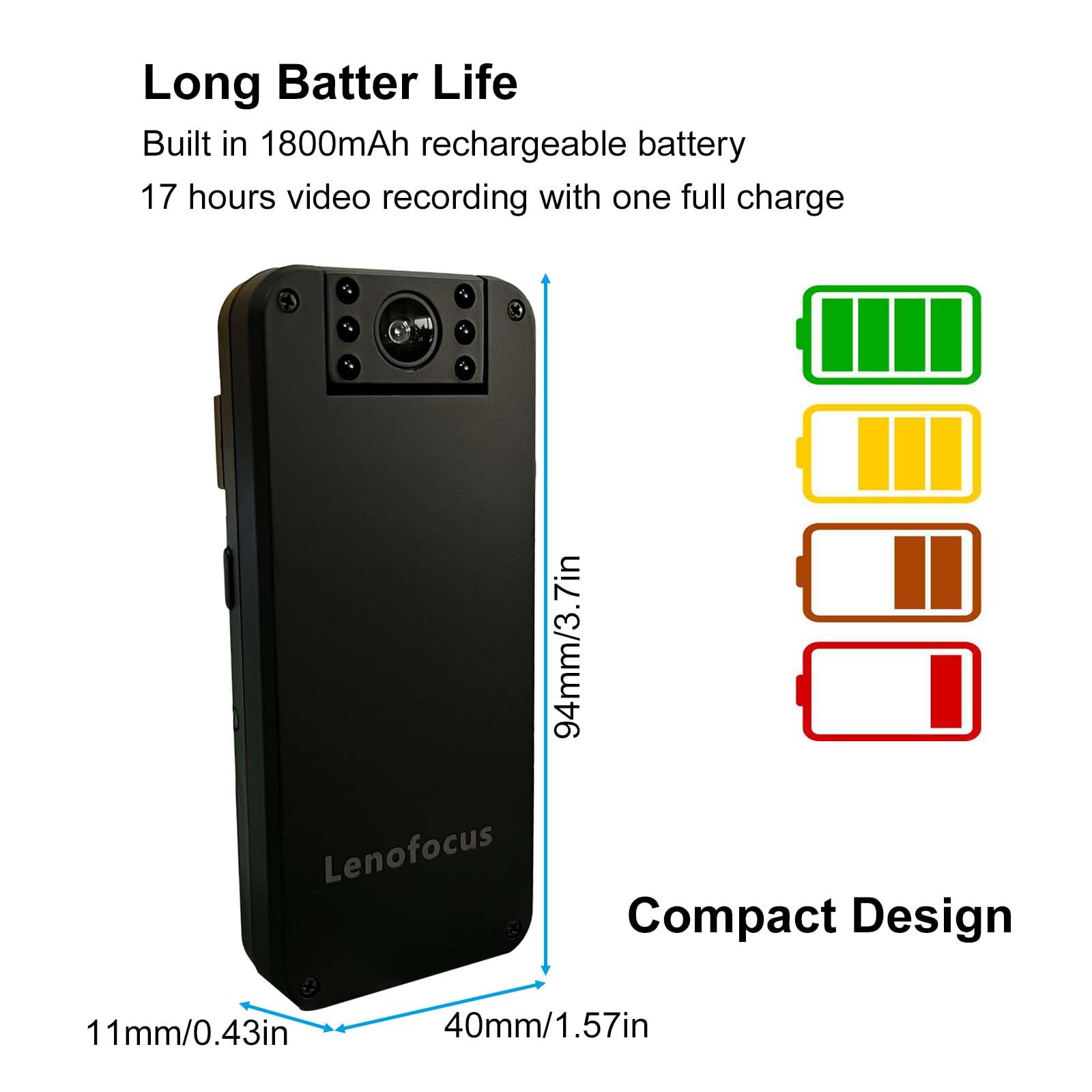 Mini Body Camera 1080P Small Video Cam 32GB Memory Card 17 Hours Recording Rotatable Camera Lens Night Vision Clip on Body Worn Cam Wearable Cameras for Home Outdoor Law Enforcement Security Guard