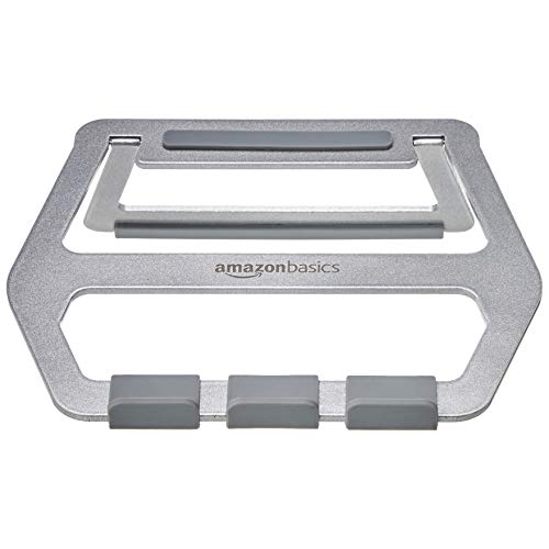 Amazon Basics Aluminum Portable Foldable Support Stand for Laptops up to 13 Inches, Silver