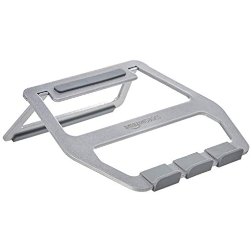 Amazon Basics Aluminum Portable Foldable Support Stand for Laptops up to 13 Inches, Silver
