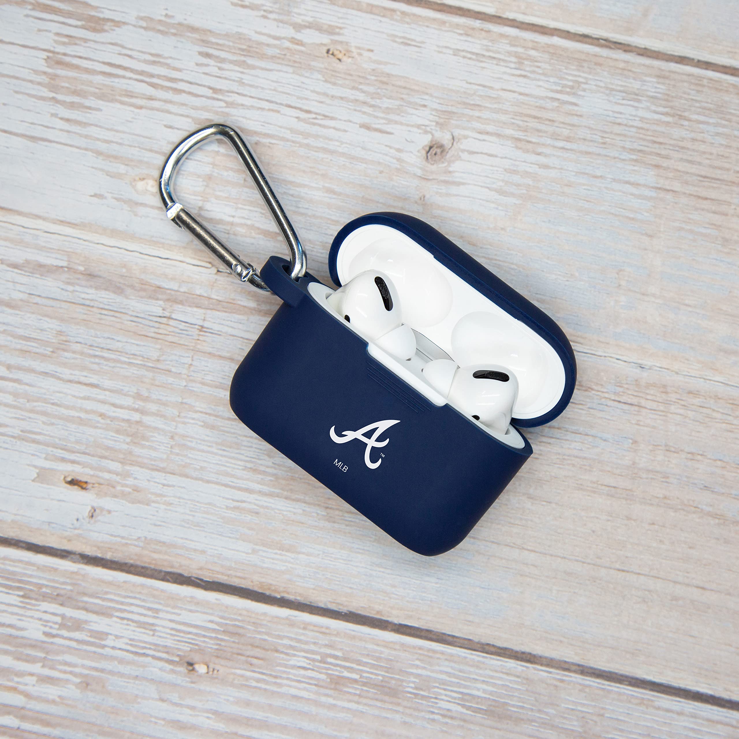 GAME TIME Atlanta Braves Silicone Case Cover Compatible with Apple AirPods Pro Battery Case (Navy)