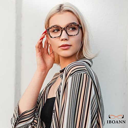 IBOANN Oversized Blue Light Glasses for Woman, Funky Fashion Glasses With Preppy Look, Eye Strain Computer Glasses