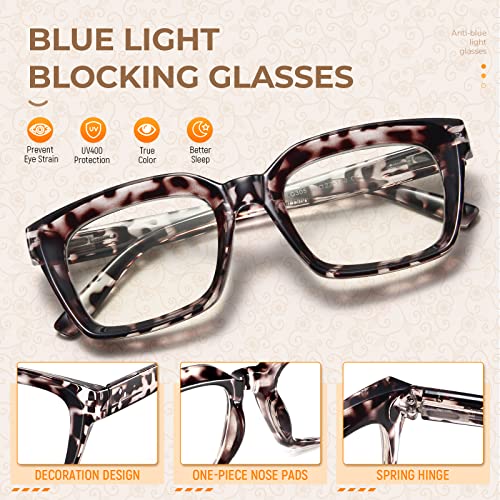 IBOANN Oversized Blue Light Glasses for Woman, Funky Fashion Glasses With Preppy Look, Eye Strain Computer Glasses