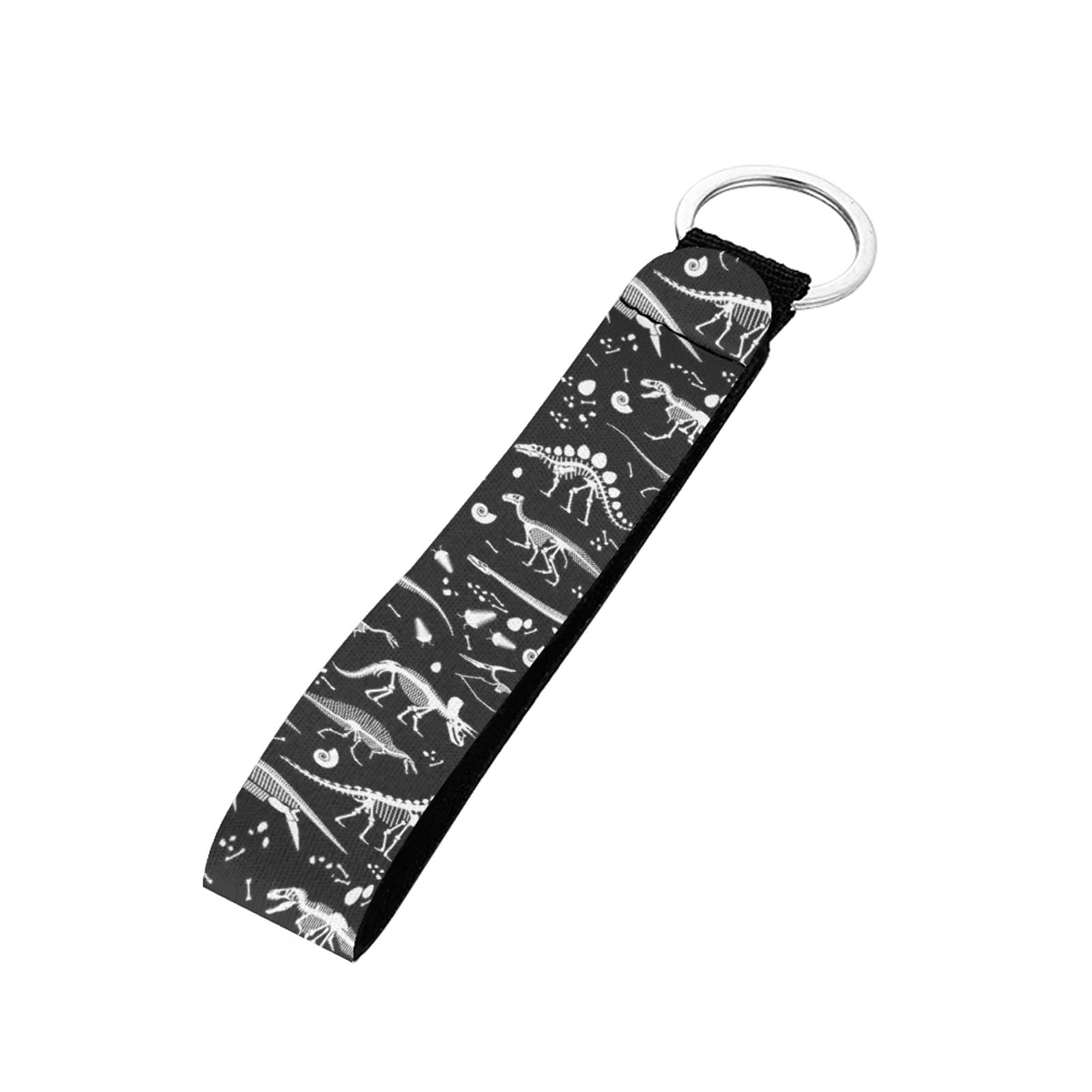 ZFRXIGN Dinosaur Keychain for Kids Boys Girls Wristlet Key Chain Lanyard Car Accessories Decorative Keyring Gifts Cool Skull Print Black