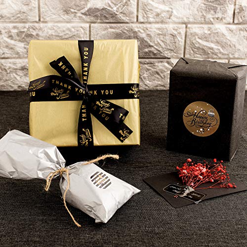 Whaline Metallic Tissue Paper GiftWrapping Paper, Large 20" x 28" for Home, Kitchen, Wine Bottles, DIY Art Craft, 60 Sheet(Gold, Silver and Black)