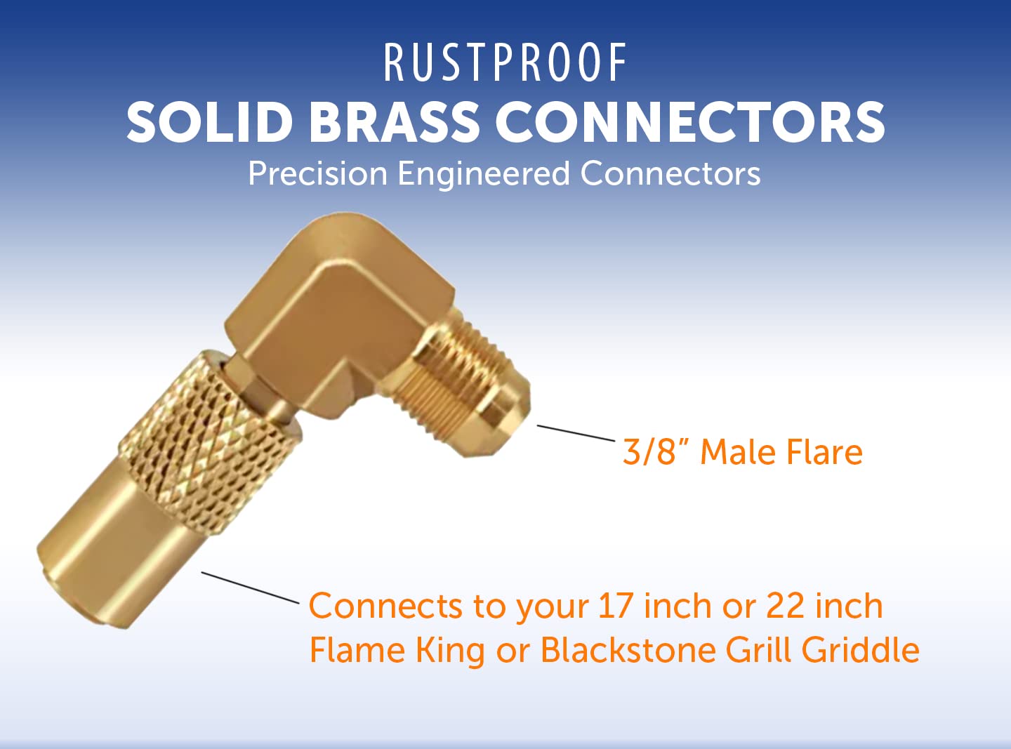 Flame King Propane Elbow Adapter with 3/8" Male Flare for 17" or 22" Blackstone Griddle