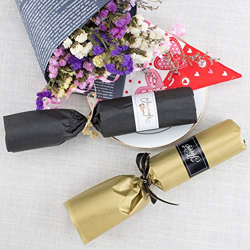 Whaline Metallic Tissue Paper GiftWrapping Paper, Large 20" x 28" for Home, Kitchen, Wine Bottles, DIY Art Craft, 60 Sheet(Gold, Silver and Black)