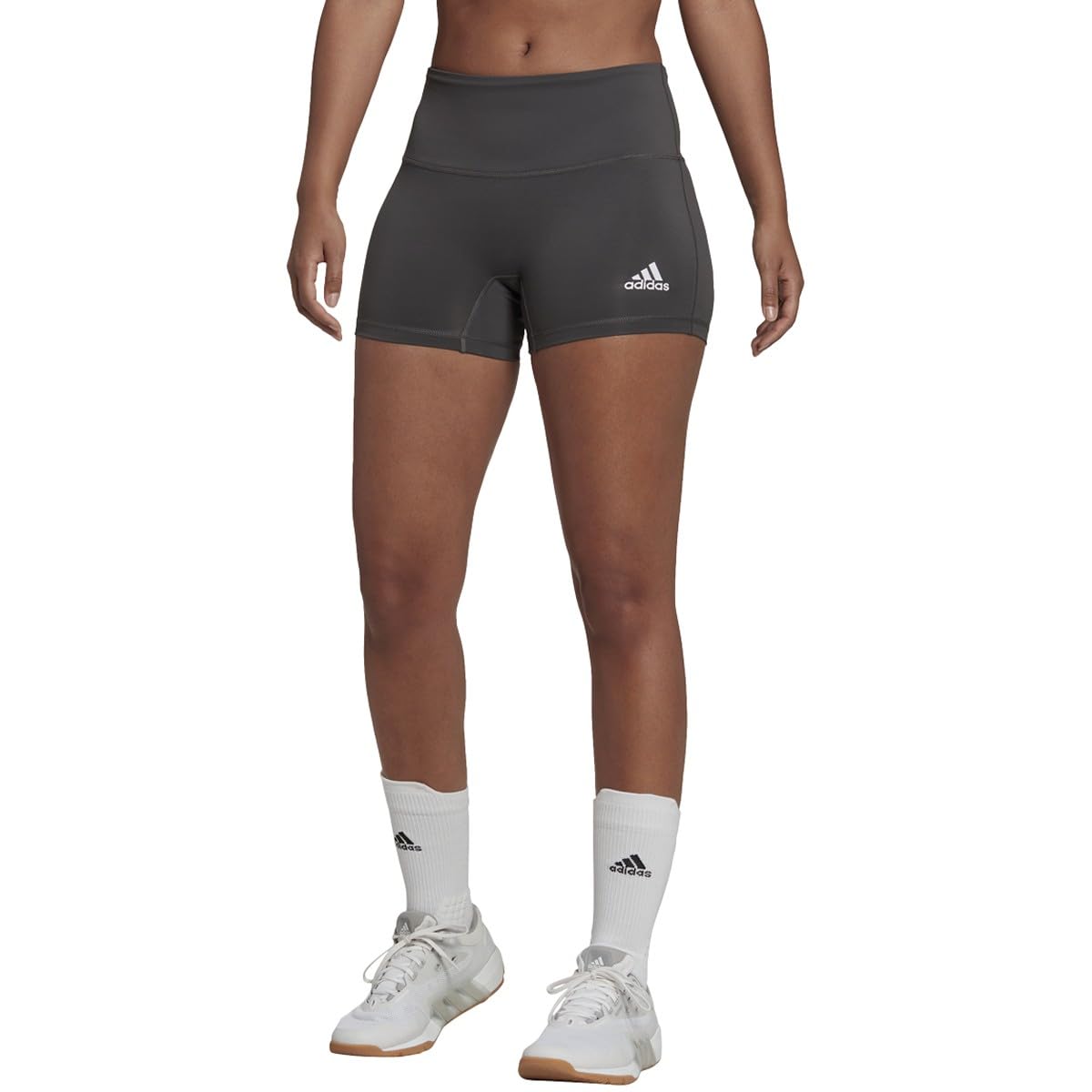 adidas Women's 4 Inch Shorts, Team Dark Grey/White, Medium