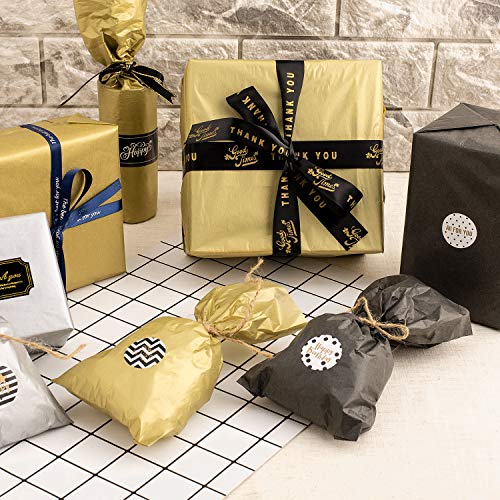 Whaline Metallic Tissue Paper GiftWrapping Paper, Large 20" x 28" for Home, Kitchen, Wine Bottles, DIY Art Craft, 60 Sheet(Gold, Silver and Black)
