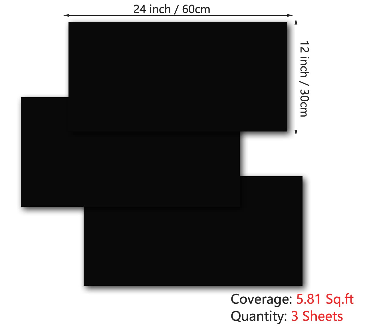 Decotalk Peel and Stick Floor Tile Waterproof Black Floor Tiles Vinyl Flooring for Kitchen Removable Vinyl Floor Tiles Stick and Peel Solid Black Bathroom Floor Tiles 12"x24" Flooring Planks for Floor