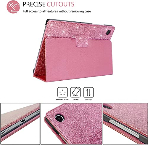CASZONE Samsung Galaxy Tab A8 10.5 inch Case 2022 with Pencil Holder,Glitter Bling Folding Stand Smart Auto Wake/Sleep Tablet Cover Protective for Girls/Women Glitter Pink