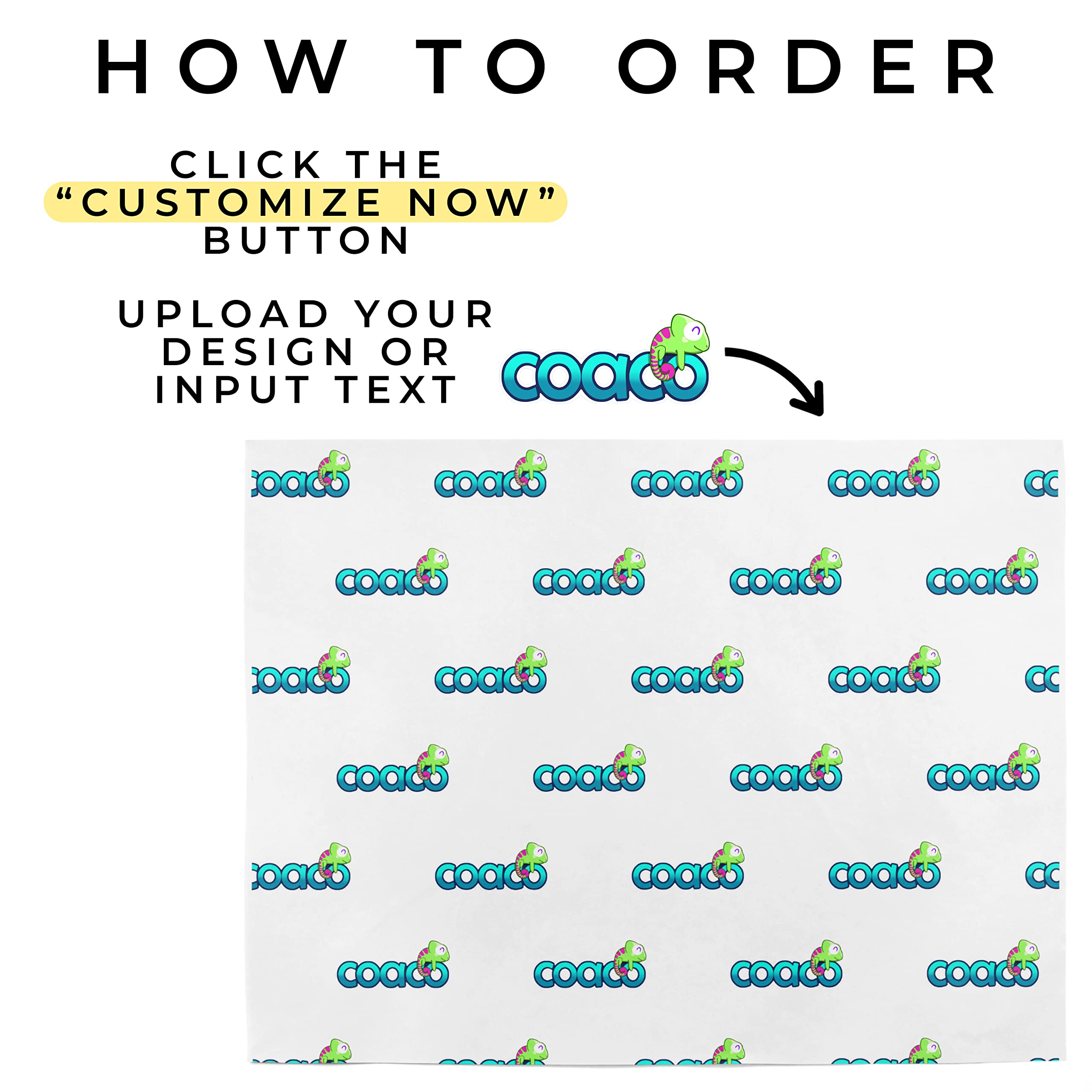 COACO Personalized Tissue Paper, Your Custom Design, Logo, or Text, Great for Holiday or Special Occasion, Small Business Packaging or Gift Wrapping, Gift Bags, 30, 50, or 100 Count, Blush (18"x10")